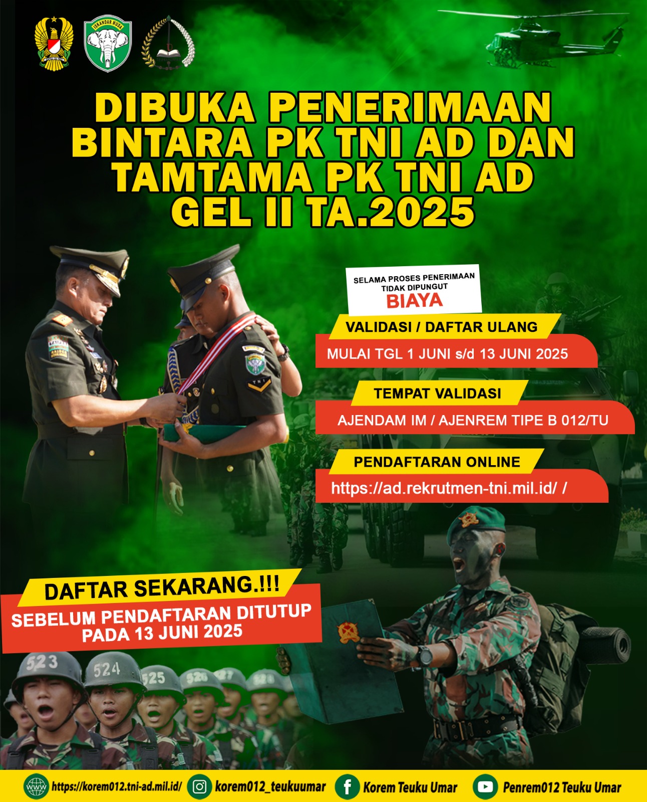 Segera Daftar! Pendaftaran Bintara dan Tamtama Prajurit Karier TNI AD Masih Dibuka Hingga 13 ...